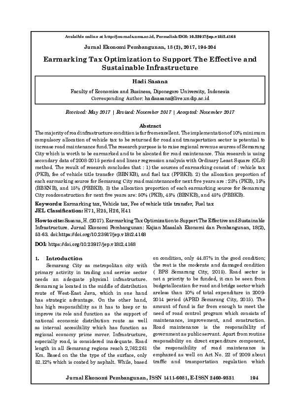 (PDF) Earmarking Tax Optimization to Support The Effective and ...