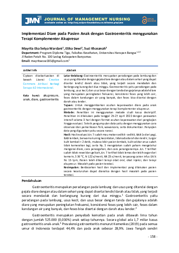 (PDF) Implementasi Diare pada Pasien Anak dengan Gastroenteritis ...