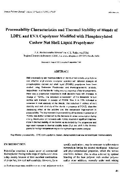 (PDF) Processability characteristics and thermal stability of blends of ...