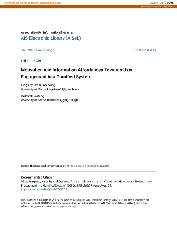 (PDF) Motivational Affordances and Information Quality in Gamified IS Education