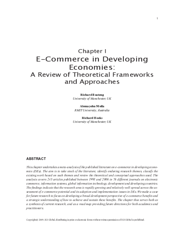 (PDF) E-Commerce in Developing Economies