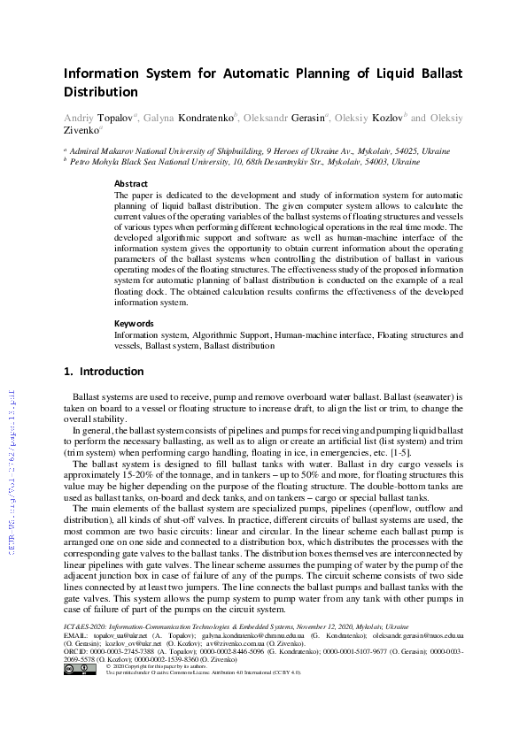 (PDF) Information System for Automatic Planning of Liquid Ballast ...