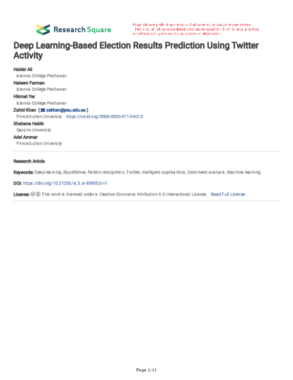 (PDF) Deep Learning-Based Election Results Prediction Using Twitter ...