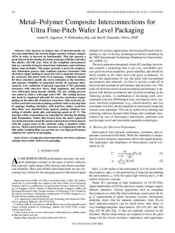 (PDF) Metal–Polymer Composite Interconnections for Ultra Fine-Pitch ...