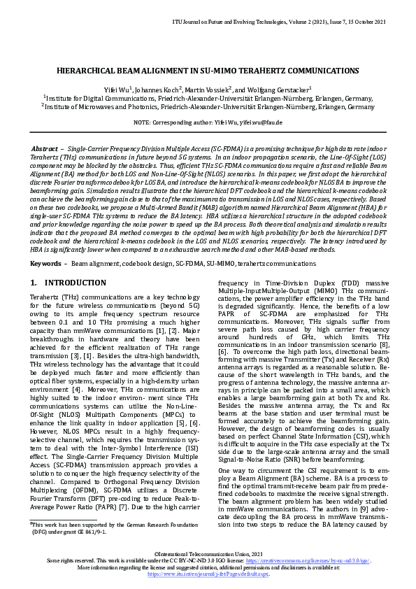 (PDF) Hierarchical beam alignment in SU-MIMO terahertz communications