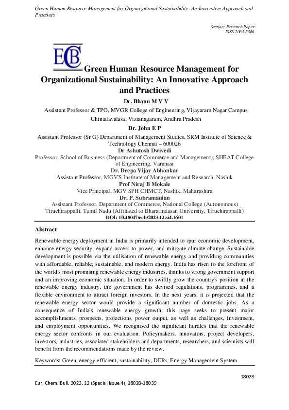 (PDF) Green Human Resource Management for Organizational Sustainability: An Innovative Approach ...