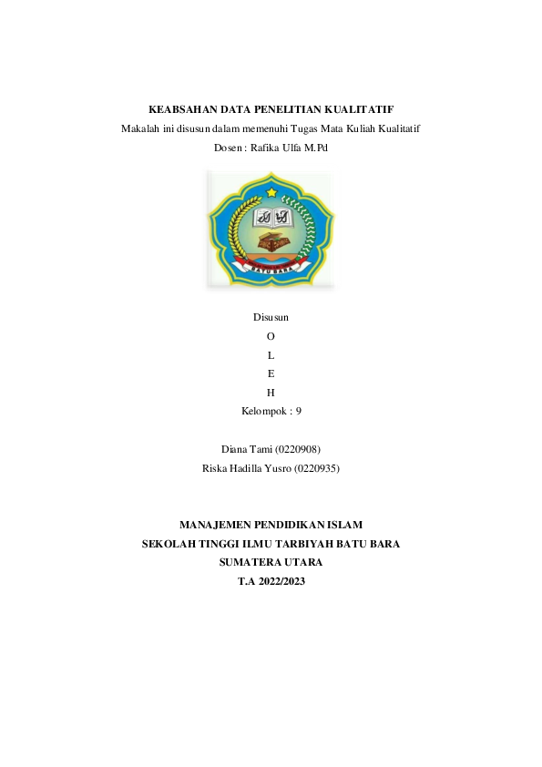 (PDF) KEABSAHAN DATA PENELITIAN KUALITATIF kelompok