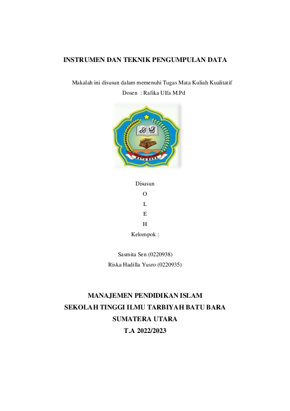 (PDF) INSTRUMEN DAN TEKNIK PENGUMPULAN DATA SASMITA SEN