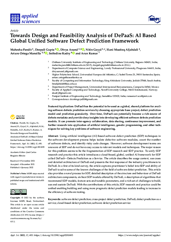 (PDF) Towards Design and Feasibility Analysis of DePaaS: AI Based Global Unified Software Defect ...