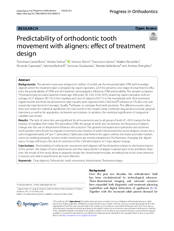 (PDF) Predictability of orthodontic tooth movement with aligners ...