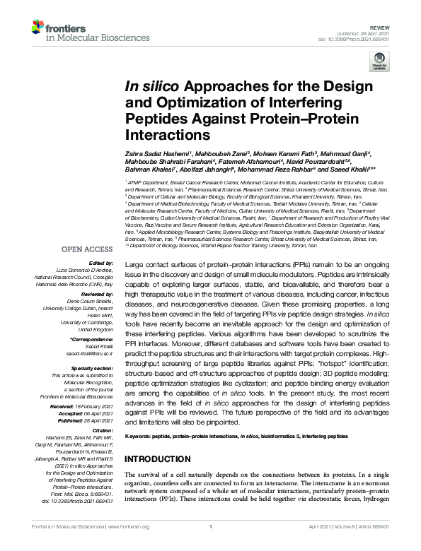 (PDF) In silico Approaches for the Design and Optimization of ...
