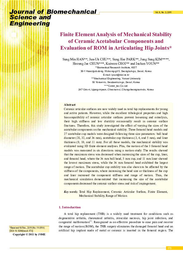 (PDF) Finite Element Analysis of Mechanical Stability of Ceramic Acetabular Components and ...