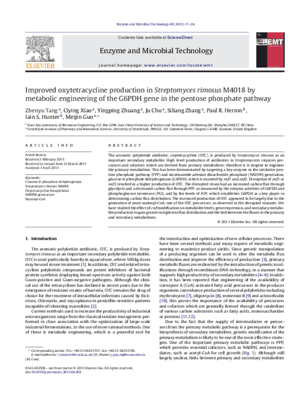(PDF) Improved oxytetracycline production in Streptomyces rimosus M4018 ...