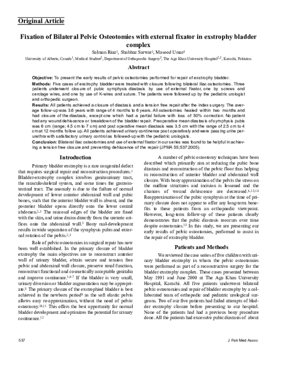 (PDF) Fixation of bilateral pelvic osteotomies with external fixator in ...