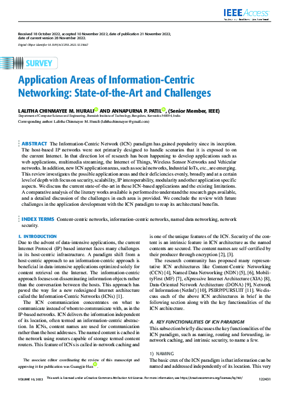 (PDF) Application Areas of Information-Centric Networking: State-of-the-Art and Challenges