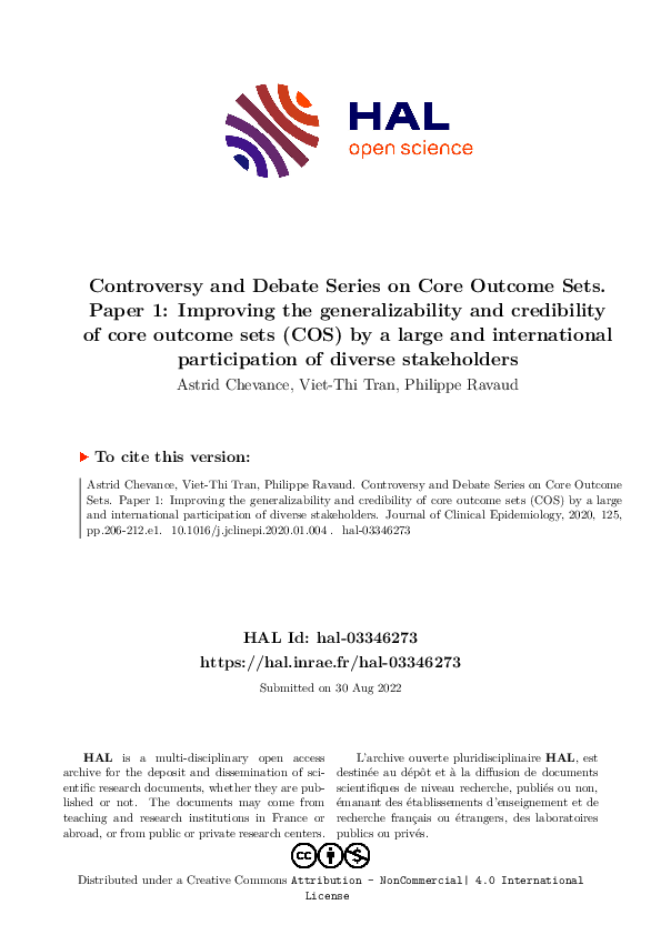 (PDF) Controversy and Debate Series on Core Outcome Sets. Paper 1 ...