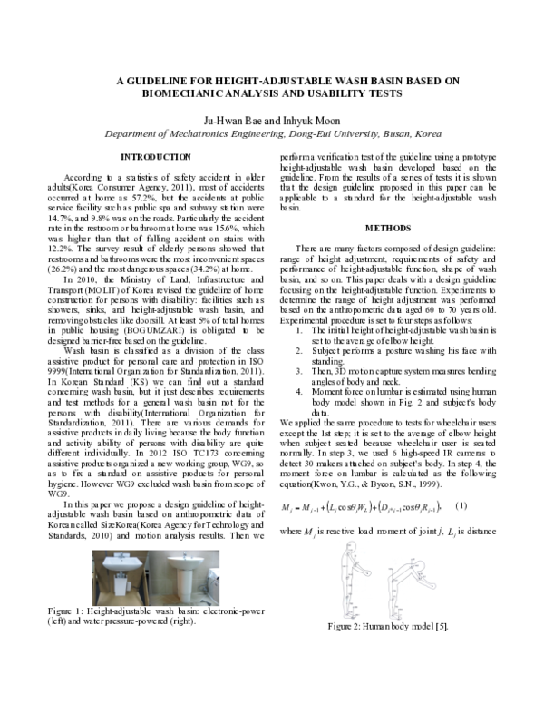 (PDF) A Guideline for Height-Adjustable Wash Basin Based on Biomechanic ...