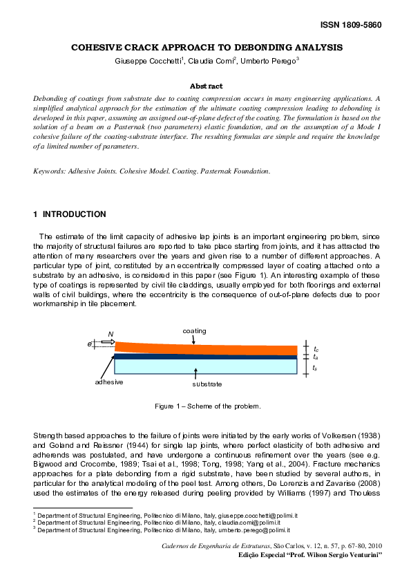 (PDF) Cohesive Crack Approach to Debonding Analysis | Umberto Perego ...