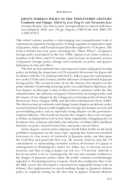 (PDF) JAPAN'S FOREIGN POLICY IN THE TWENTY-FIRST CENTURY: Continuity ...