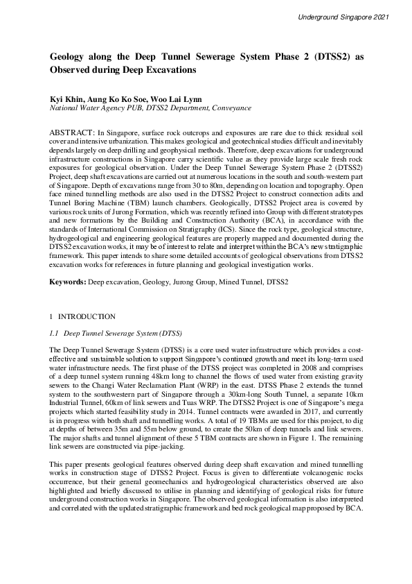 (PDF) Geology observed during Deep Excavations in the Deep Tunnel ...