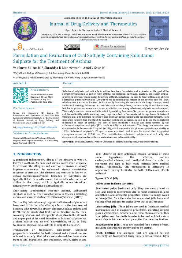 (PDF) Formulation and Evaluation of Oral Soft Jelly Containing ...