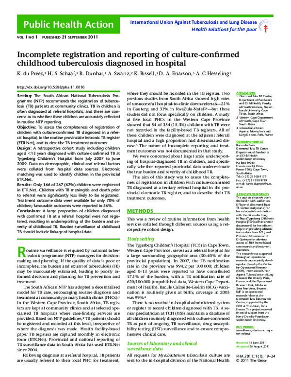 (PDF) Incomplete registration and reporting of culture-confirmed ...