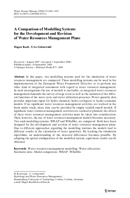 (PDF) A Comparison of Modelling Systems for the Development and ...