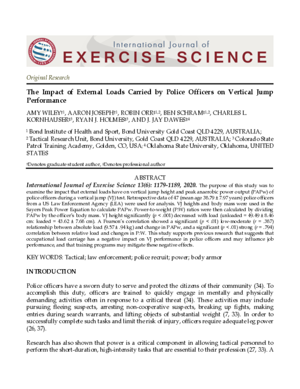 (PDF) The Impact of External Loads Carried by Police Officers on ...