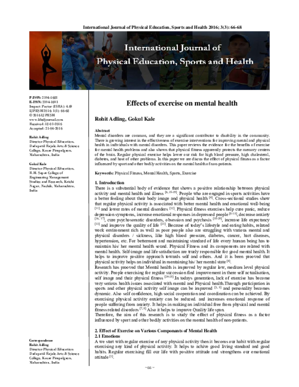 (PDF) Effects of exercise on mental health
