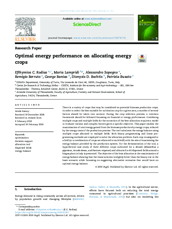 (PDF) Optimal energy performance on allocating energy crops
