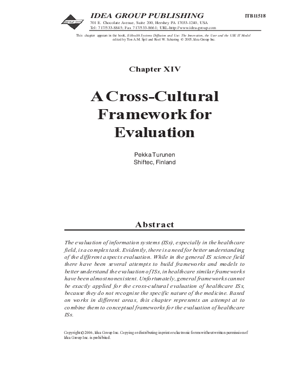 (PDF) A Cross-Cultural Framework for Evaluation