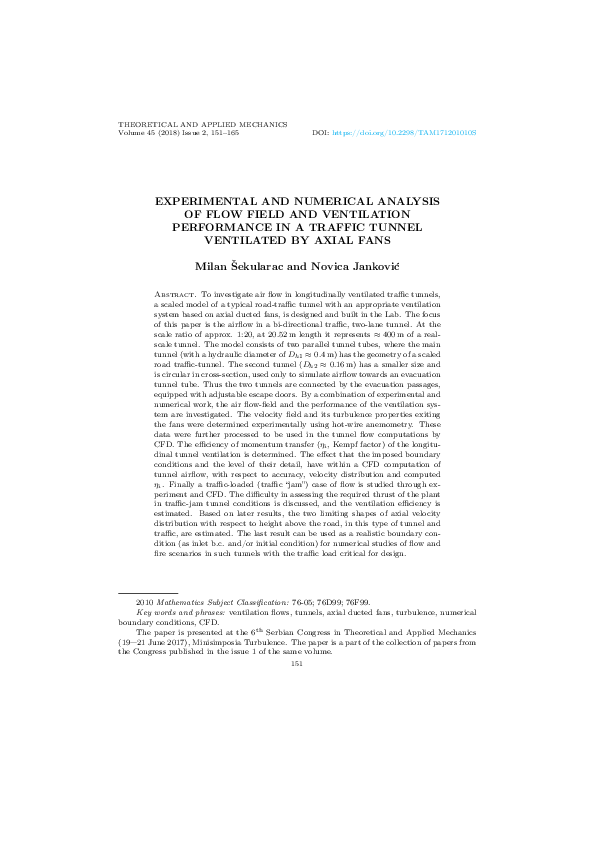 (PDF) EXPERIMENTAL AND NUMERICAL ANALYSIS OF FLOW FIELD AND VENTILATION ...