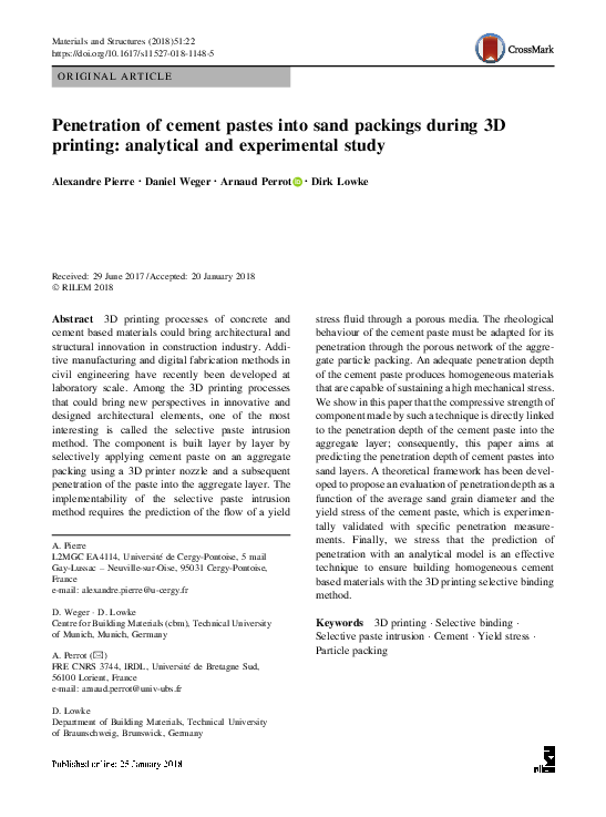(PDF) Penetration of cement pastes into sand packings during 3D ...