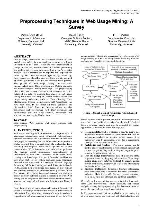 Pdf Preprocessing Techniques In Web Usage Mining A Survey 3991
