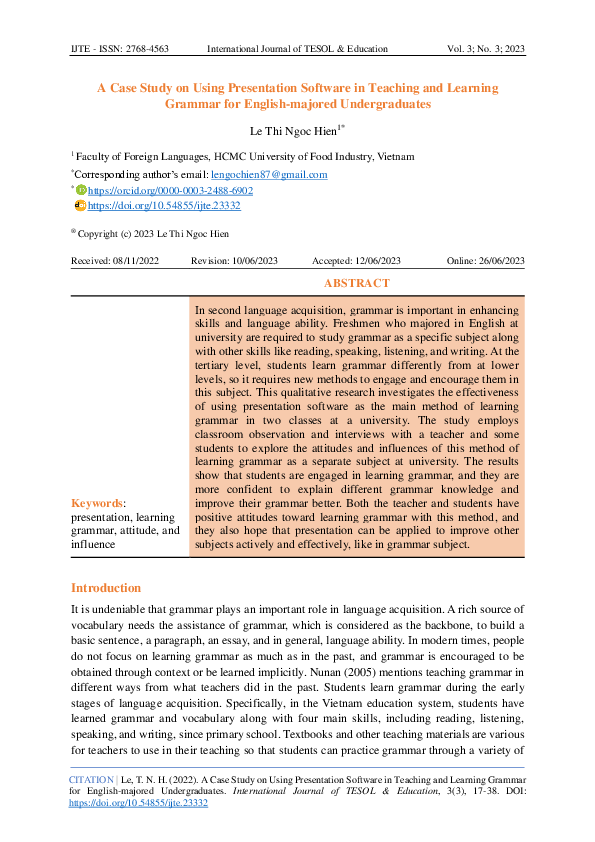 (PDF) A Case Study on Using Presentation Software in Teaching and ...