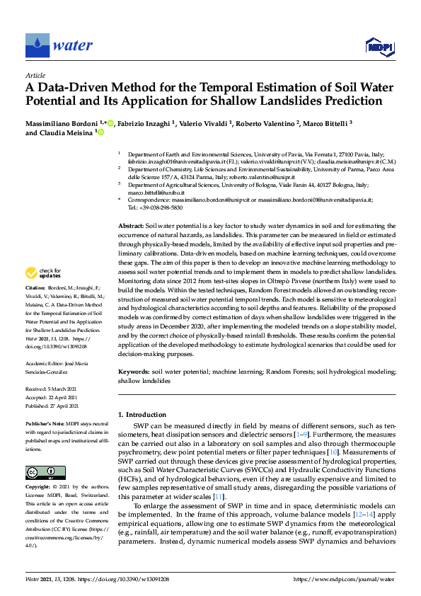 (PDF) A Data-Driven Method for the Temporal Estimation of Soil Water Potential and Its ...