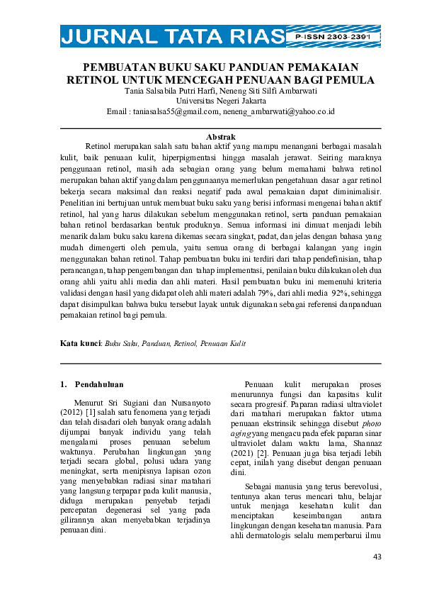 Pdf Pembuatan Buku Saku Panduan Pemakaian Retinol Untuk Mencegah