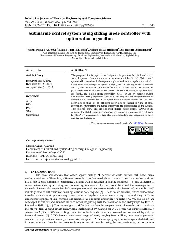 Pdf Submarine Control System Using Sliding Mode Controller With