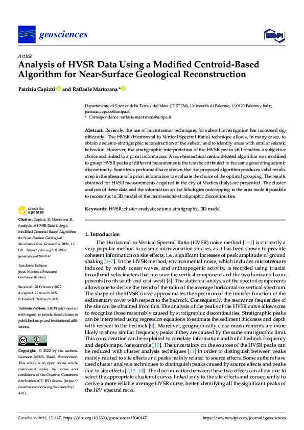Pdf Analysis Of Hvsr Data Using A Modified Centroid Based Algorithm