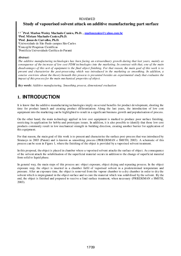 (PDF) Study of vapourised solvent attack on additive manufacturing part ...