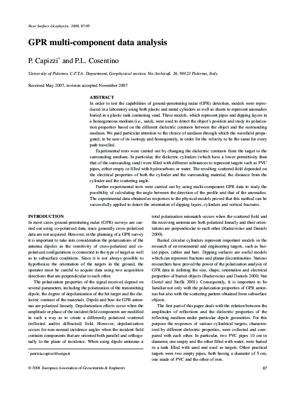 (PDF) GPR multi-component data analysis
