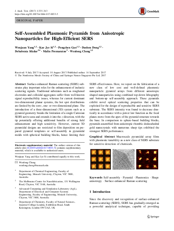(PDF) Self-Assembled Plasmonic Pyramids from Anisotropic Nanoparticles ...