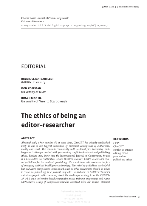 (PDF) The ethics of being an editor–researcher