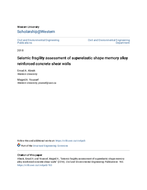 (PDF) Seismic fragility assessment of superelastic shape memory alloy ...