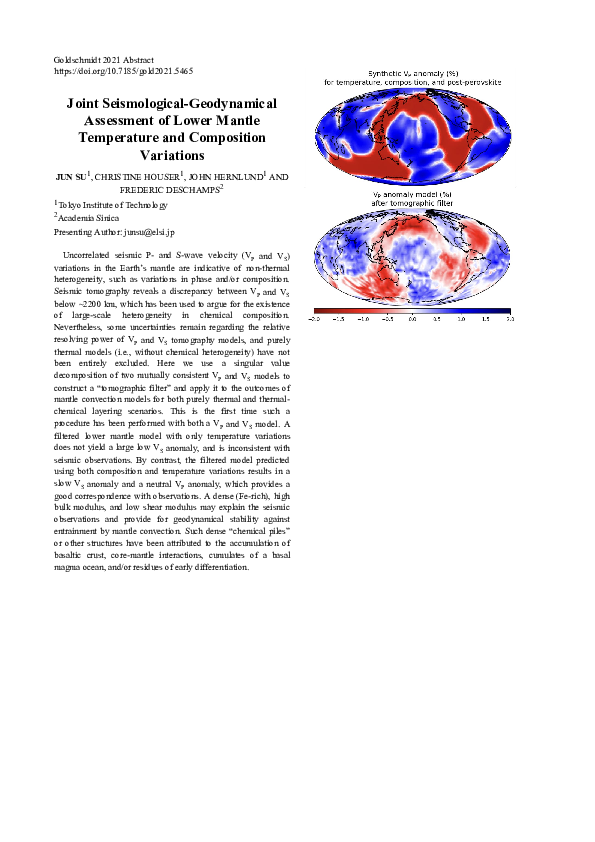 (PDF) Joint Seismological-Geodynamical Assessment of Lower Mantle ...