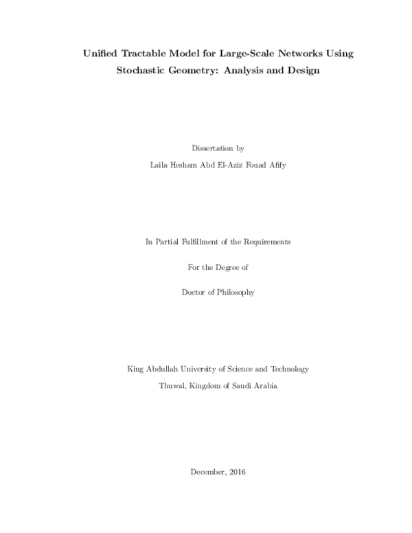 (PDF) Unified Tractable Model for Large-Scale Networks Using Stochastic Geometry: Analysis and ...