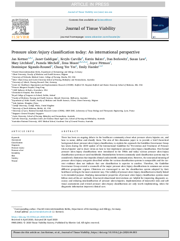 (PDF) Pressure ulcer/injury classification today: An international ...