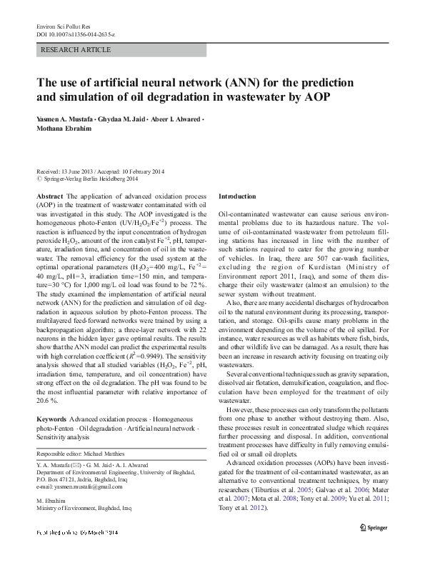 (PDF) The use of artificial neural network (ANN) for the prediction and simulation of oil ...