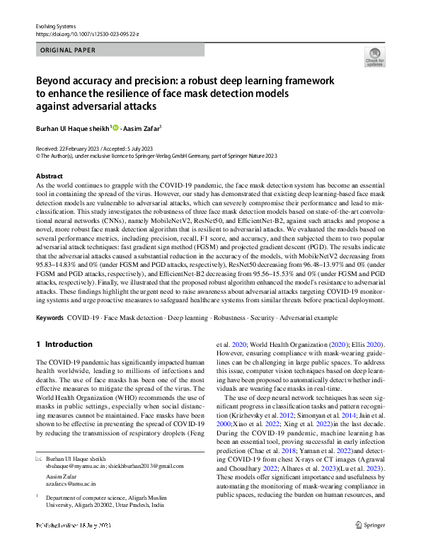 (PDF) Robust Face Mask Detection Against Attacks