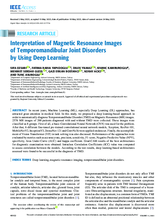 (PDF) Interpretation of Magnetic Resonance Images of Temporomandibular Joint Disorders by Using ...
